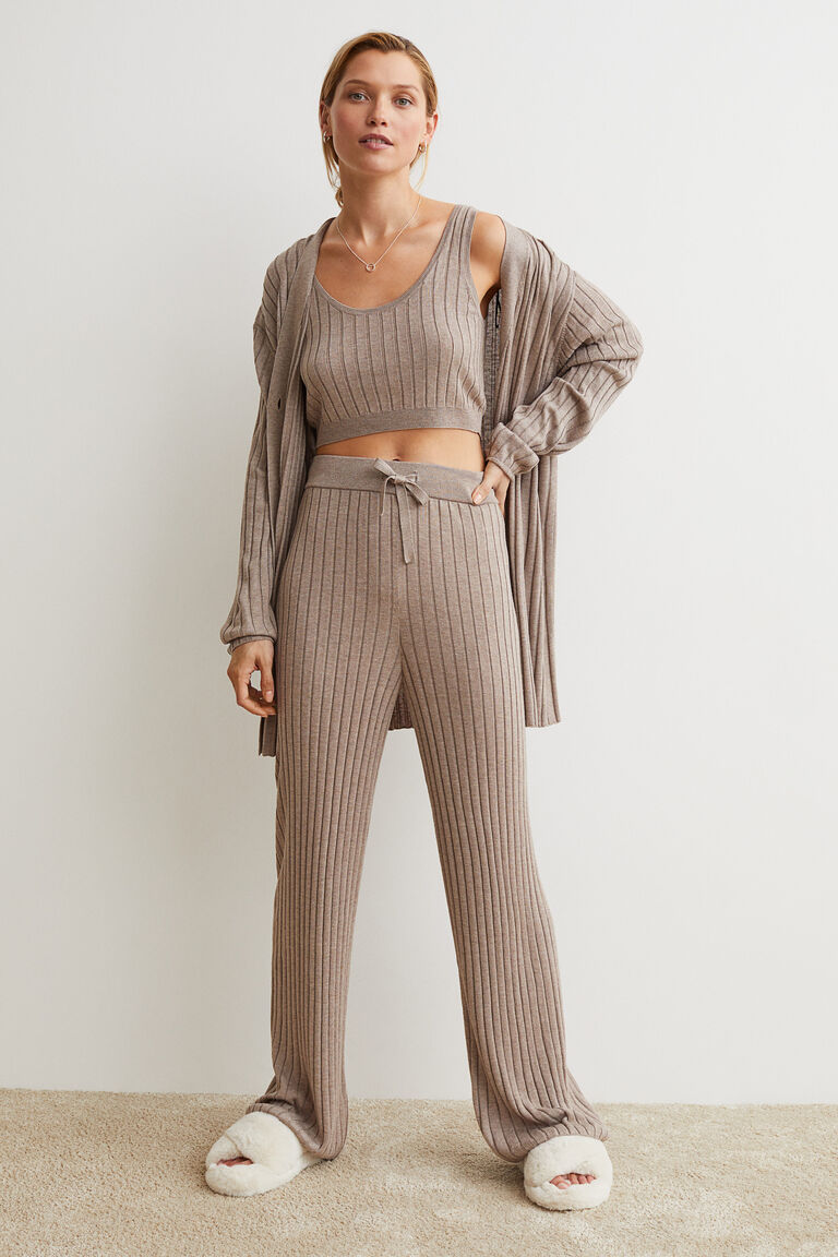 Rib-knit trousers
