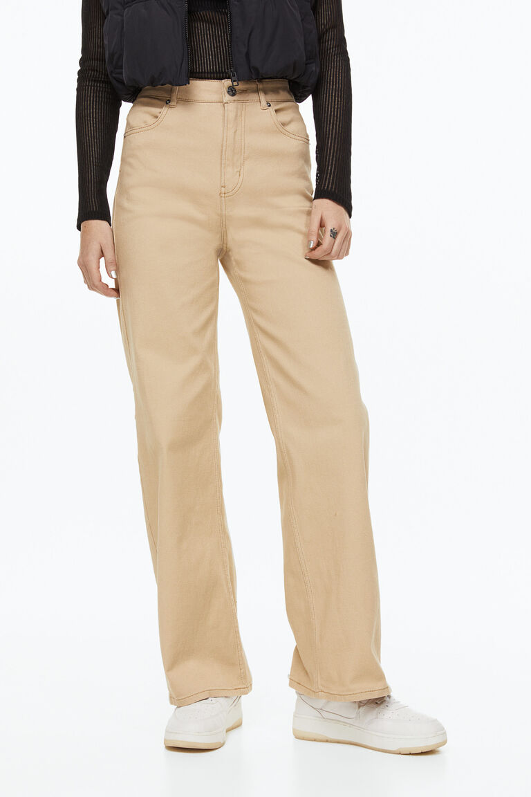 Wide twill trousers