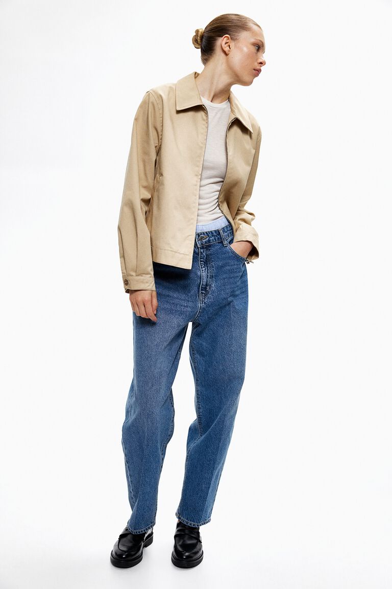 Crease-leg tapered jeans