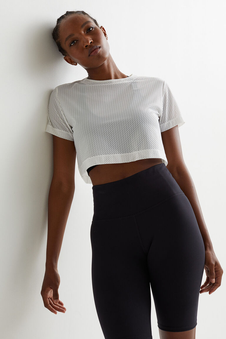 Cropped mesh sports top