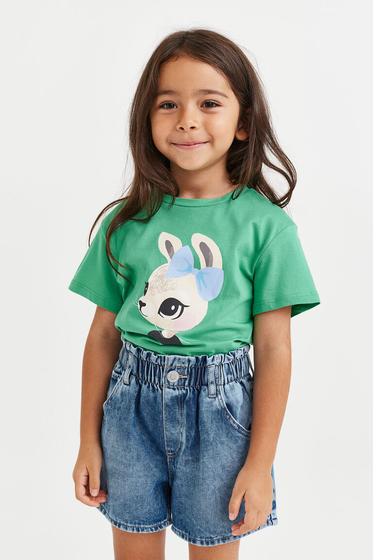 Denim paper bag shorts