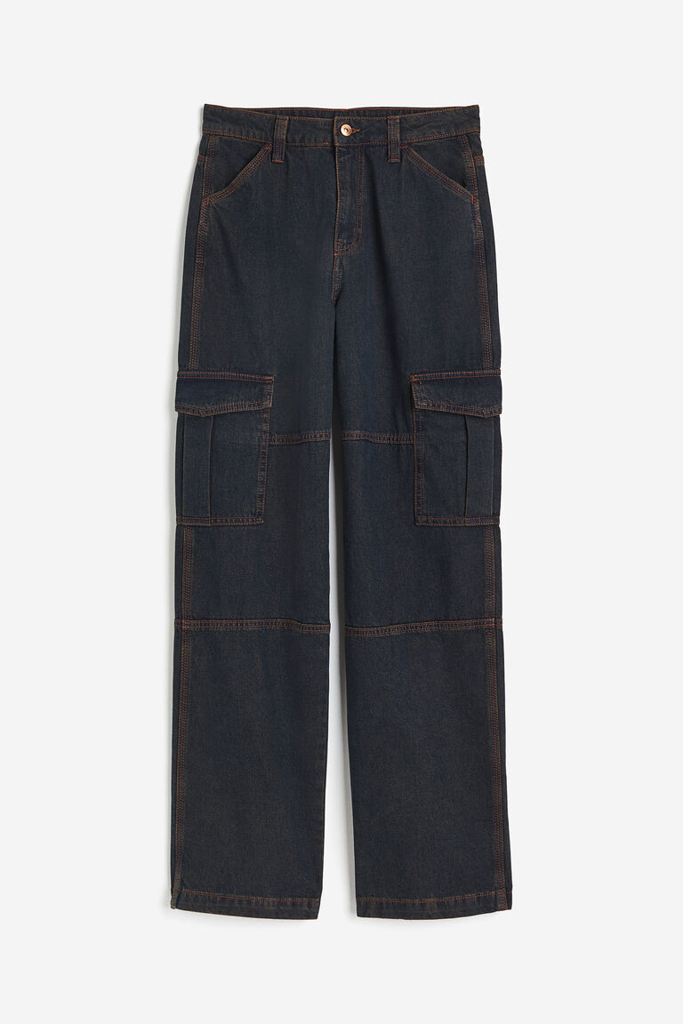 Denim cargo trousers