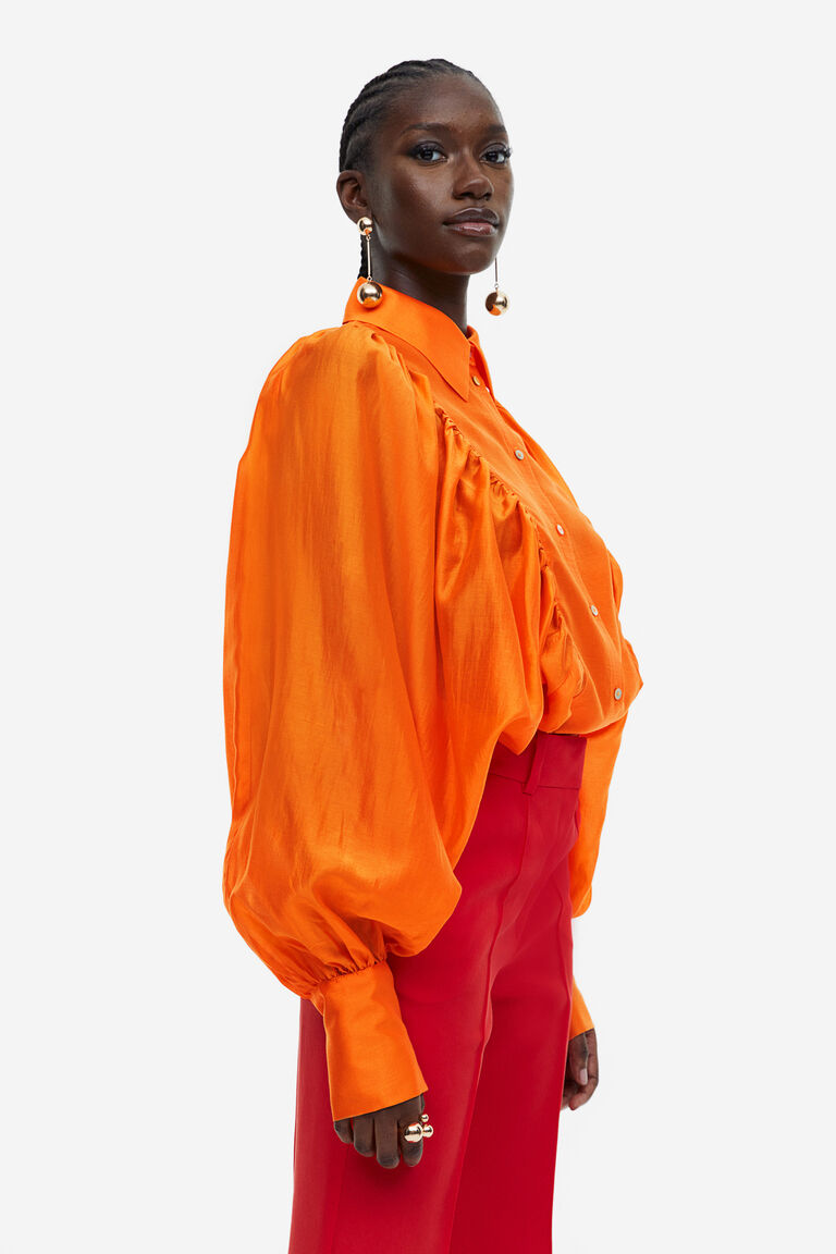 Balloon-sleeved blouse