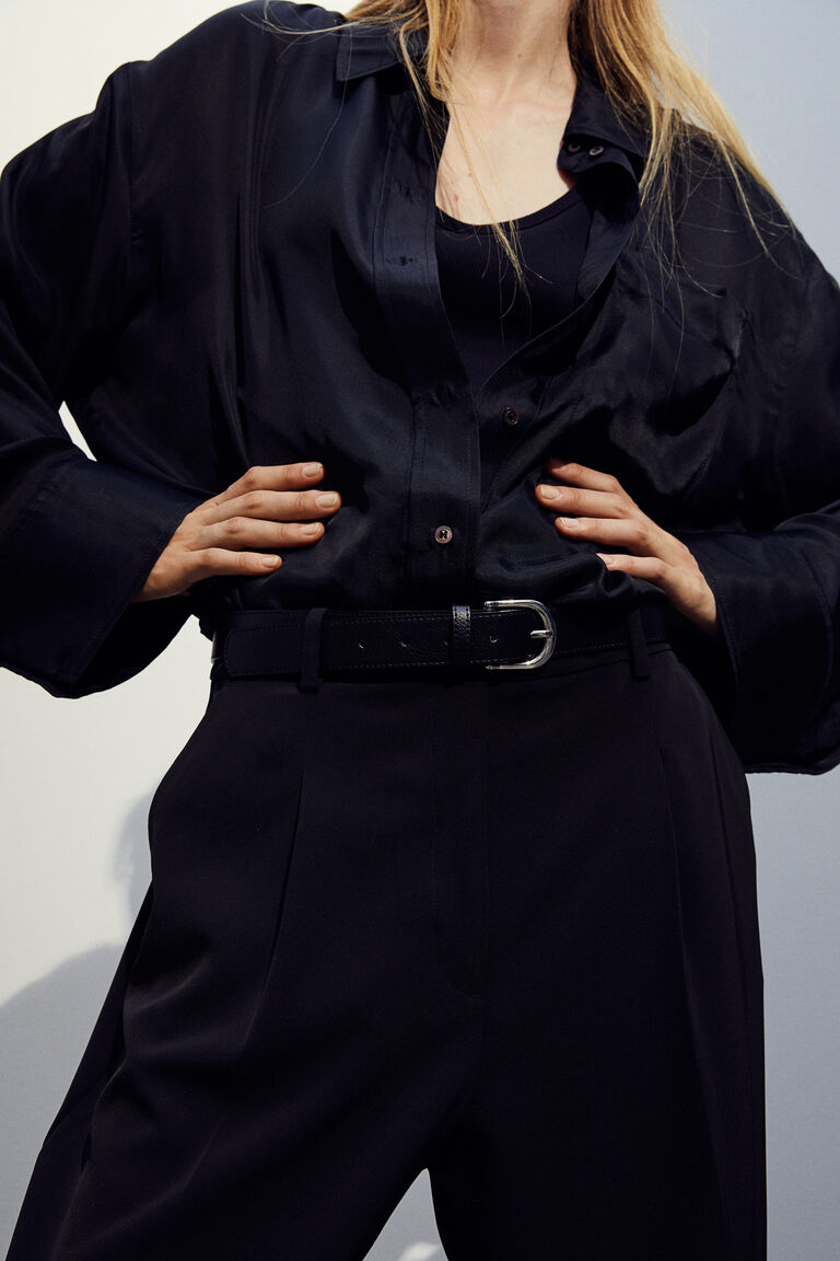 High-waisted tailored trousers