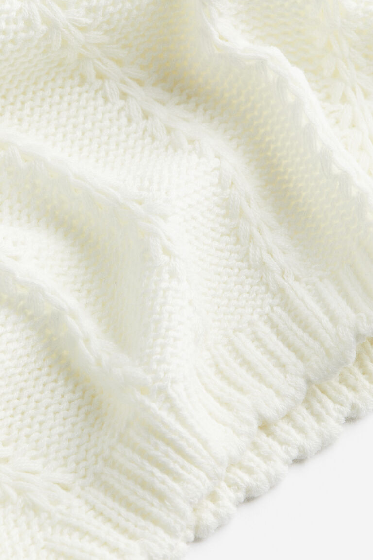 Textured-knit puff-sleeved top