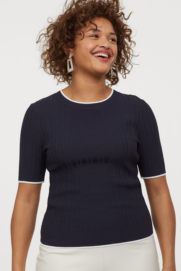 Ribbed viscose-blend top