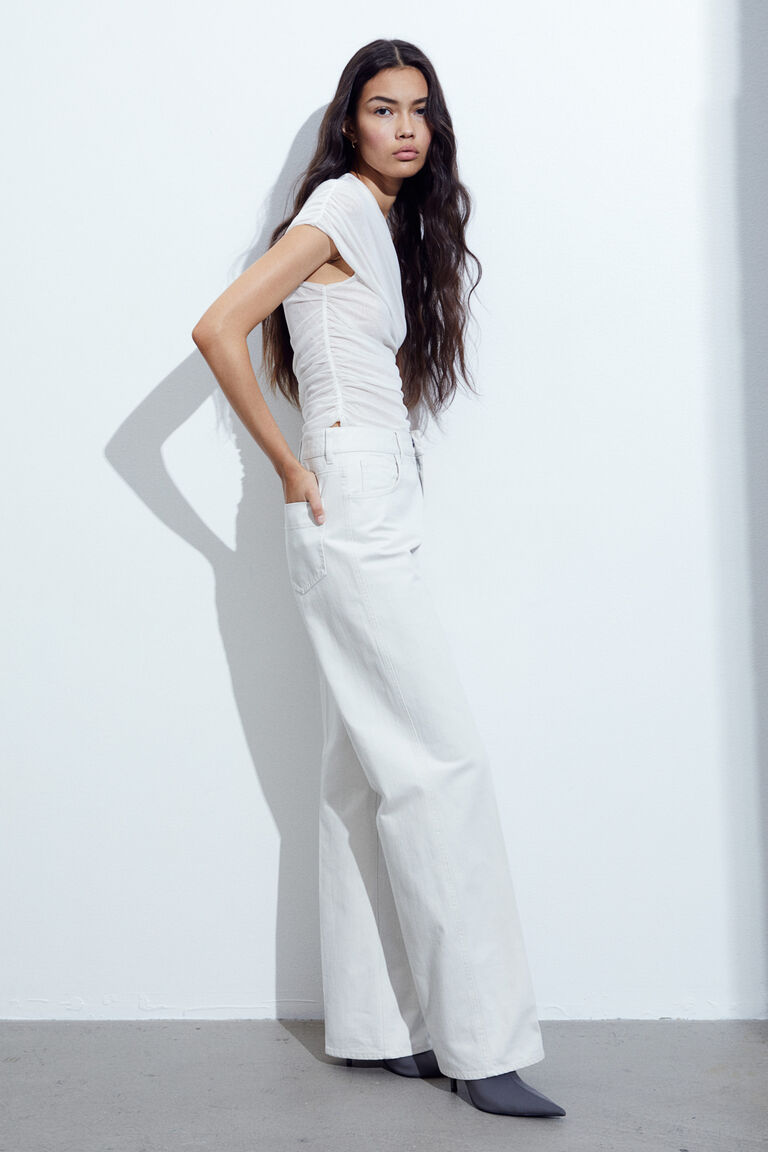 One-shoulder tulle top