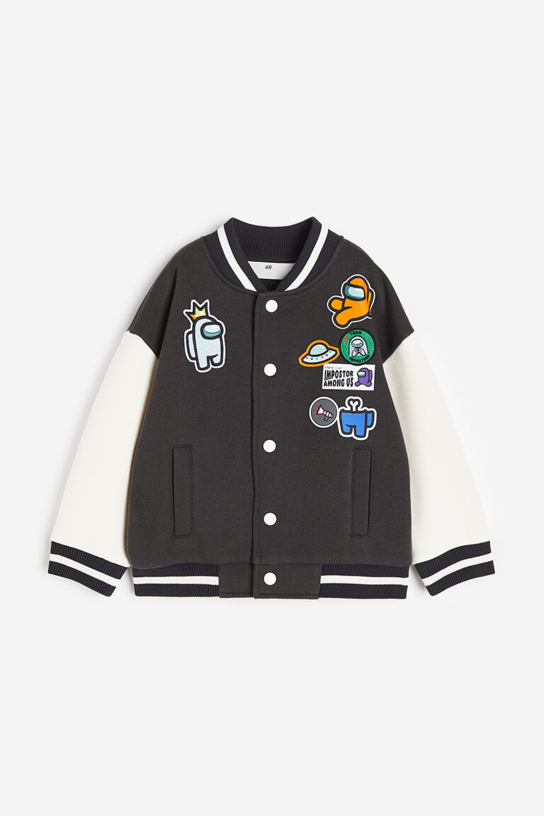 Oversized printed baseball jacket