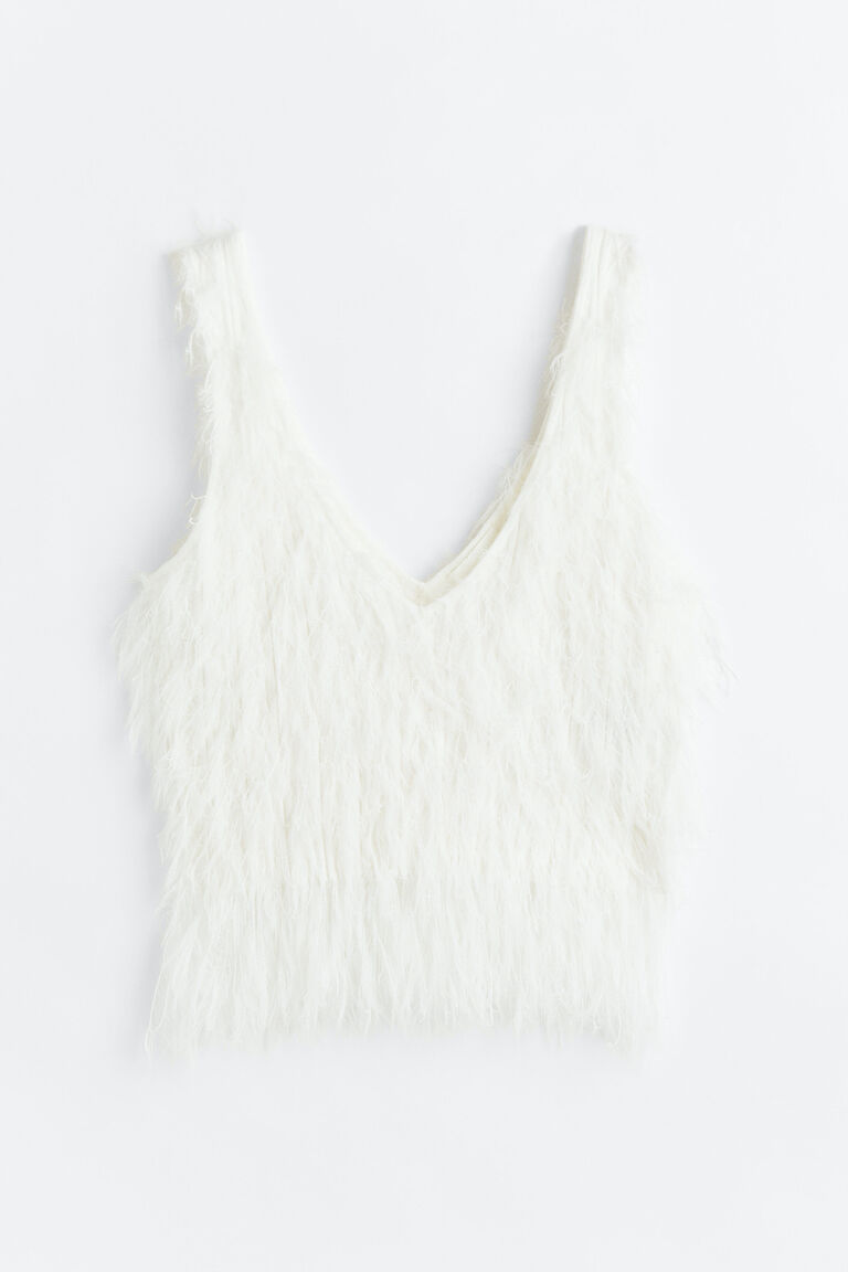 Fluffy fringe-knit top
