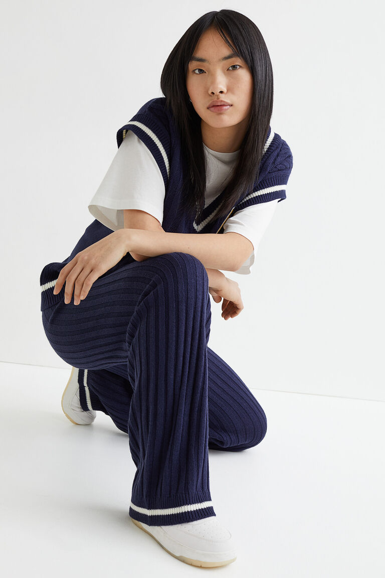 Rib-knit trousers