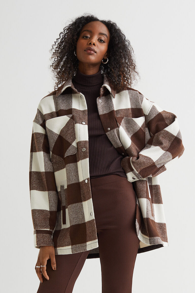 Brushed twill shacket