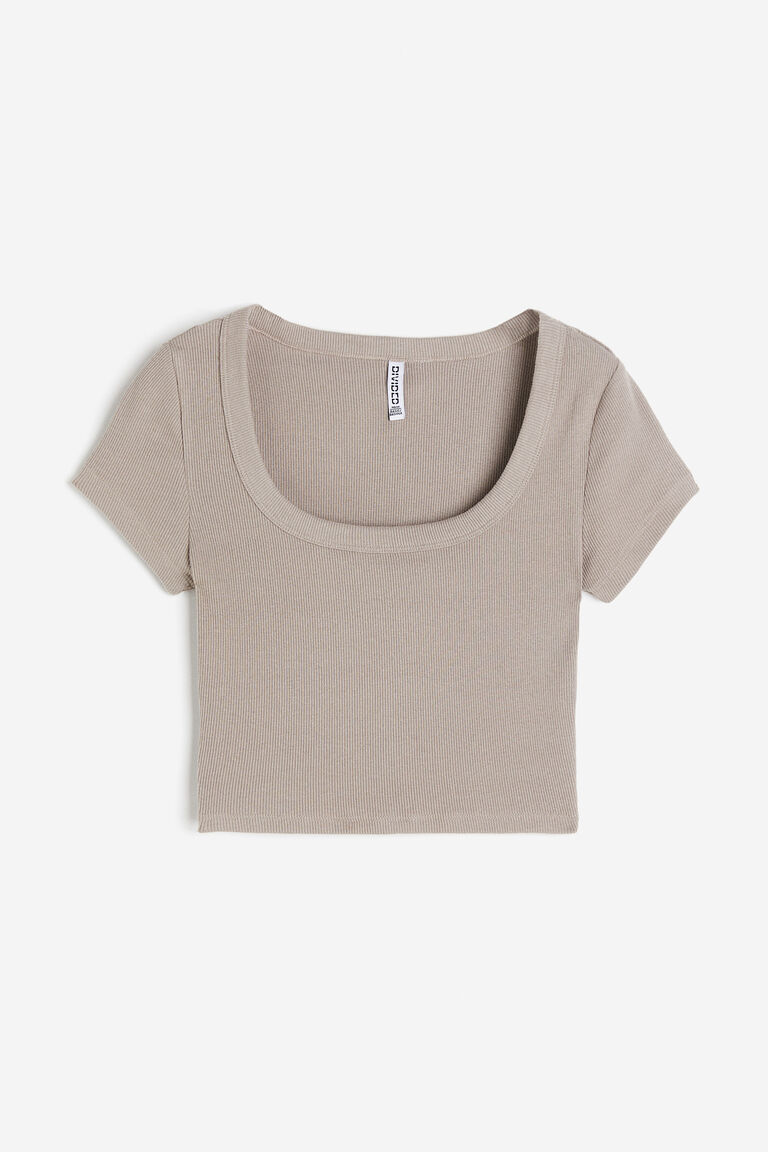 Cropped ribbed T-shirt