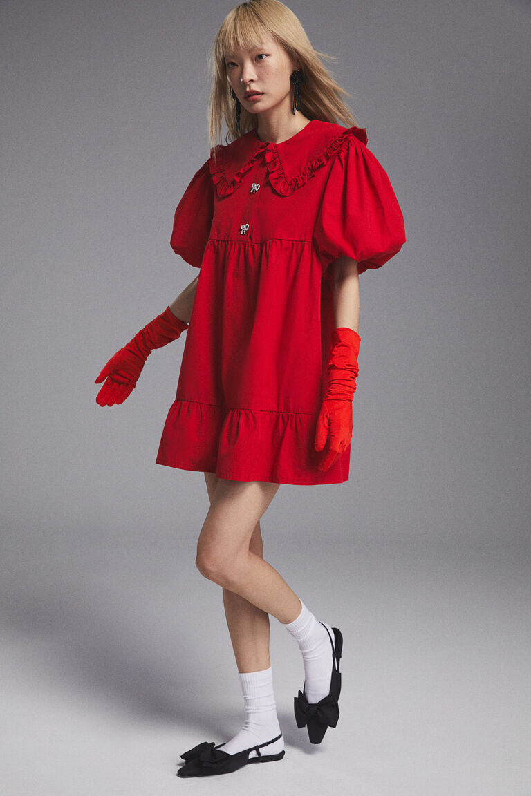 Peter Pan-collared poplin dress