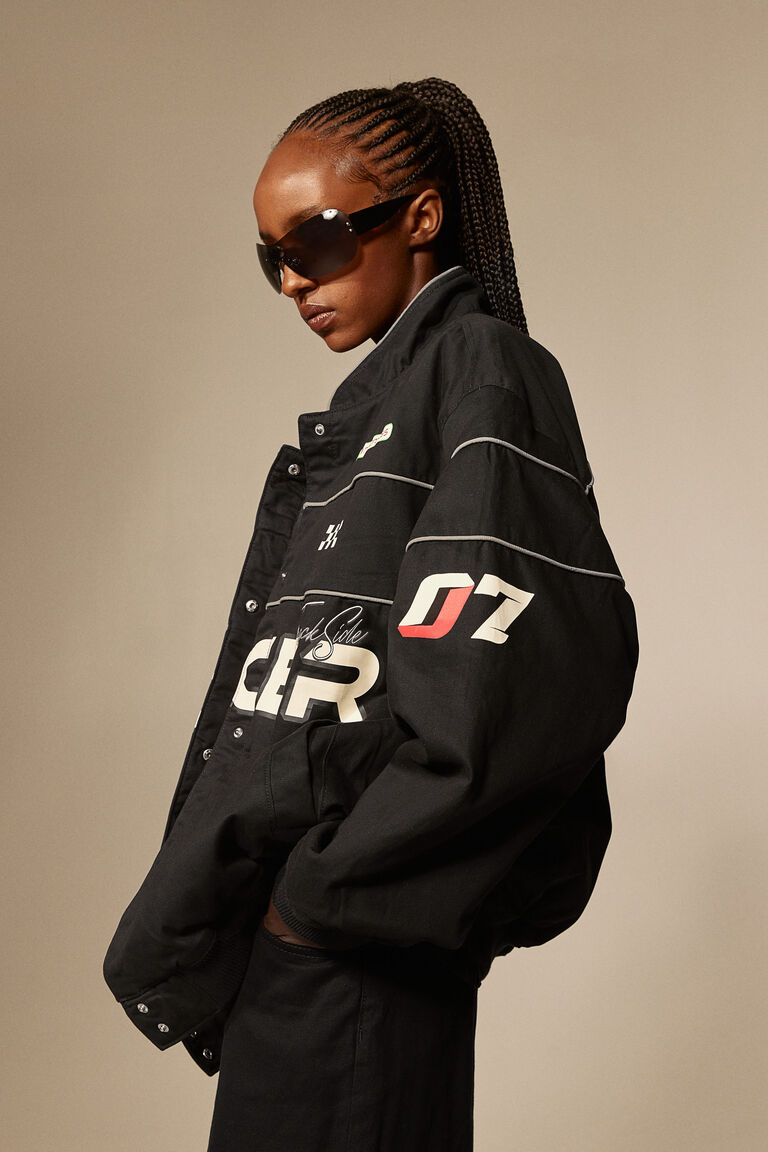 Printed racer jacket