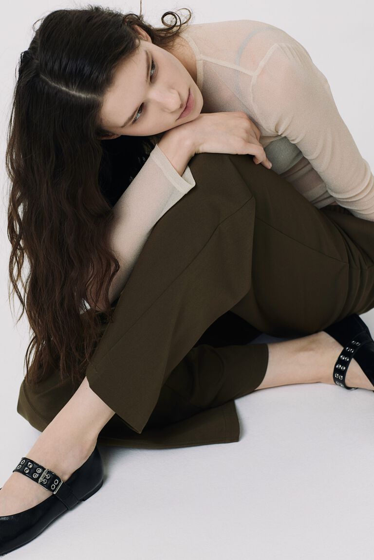 Crease-leg drawstring trousers