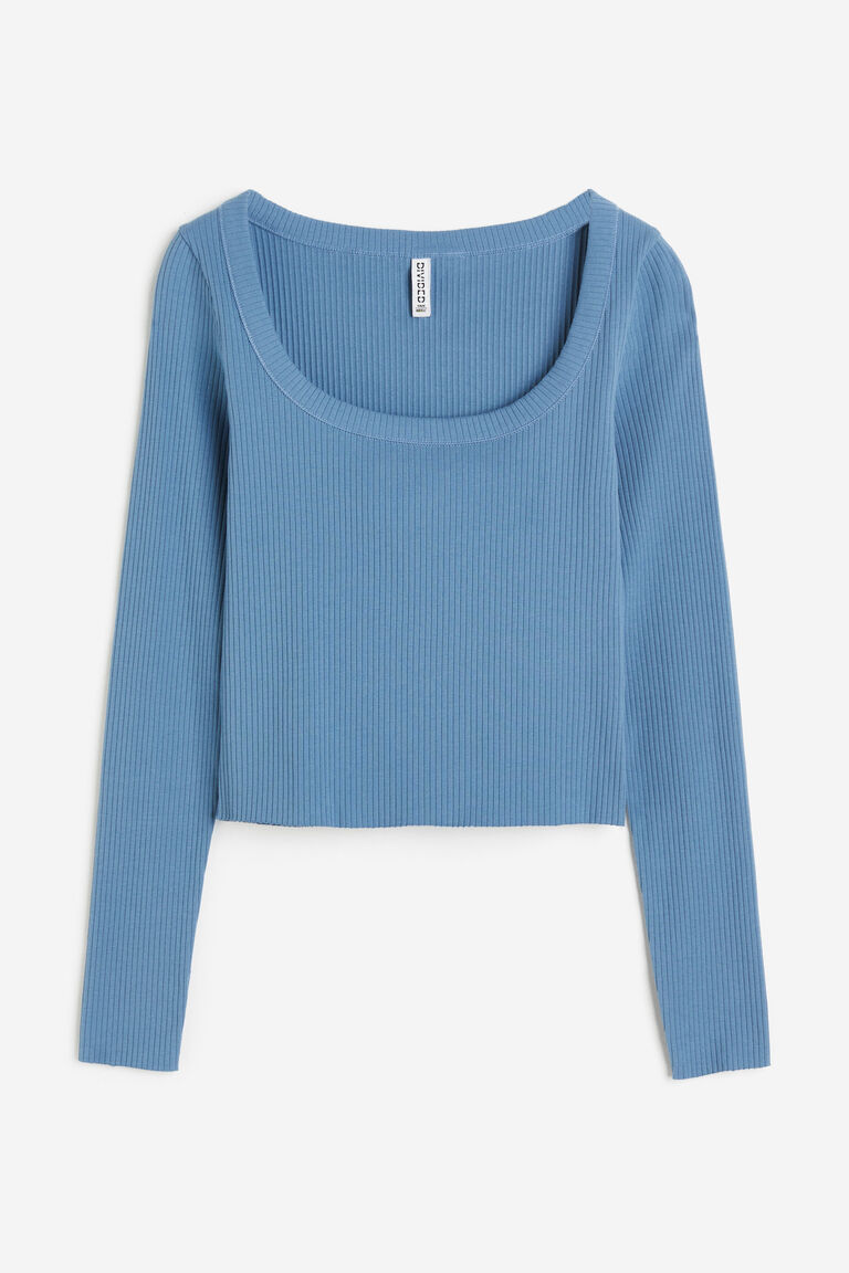 Ribbed square-neck top