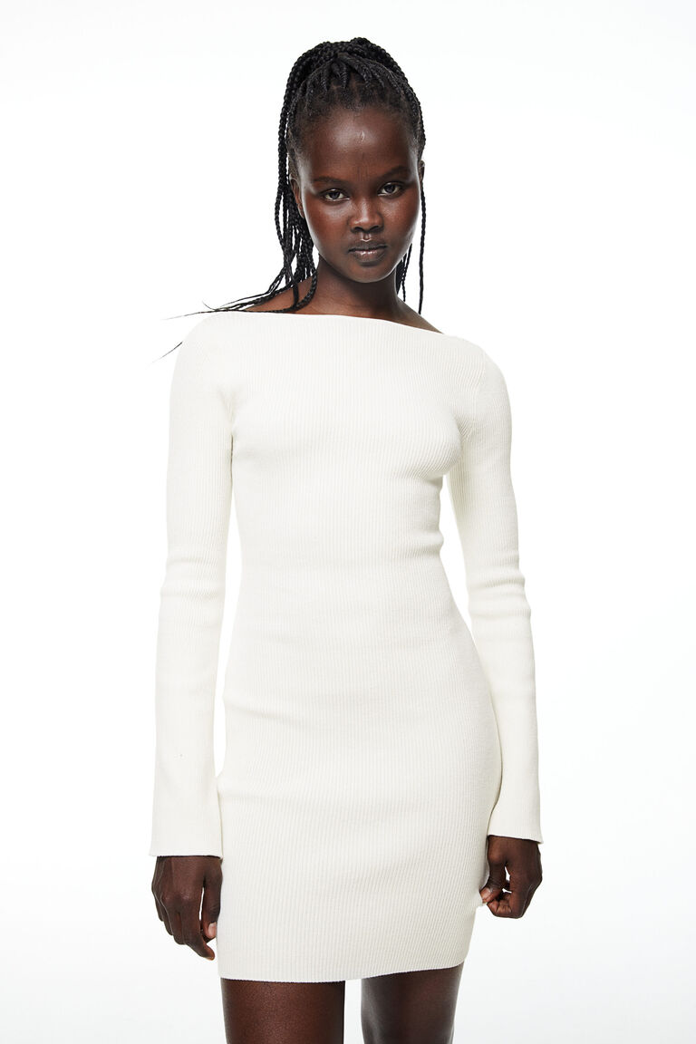 Rib-knit bodycon dress