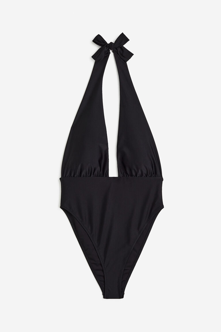 High-leg halterneck swimsuit