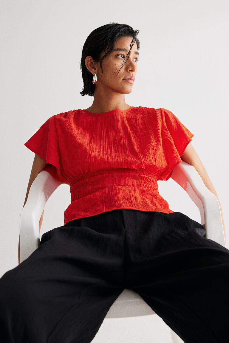 Textured-weave blouse