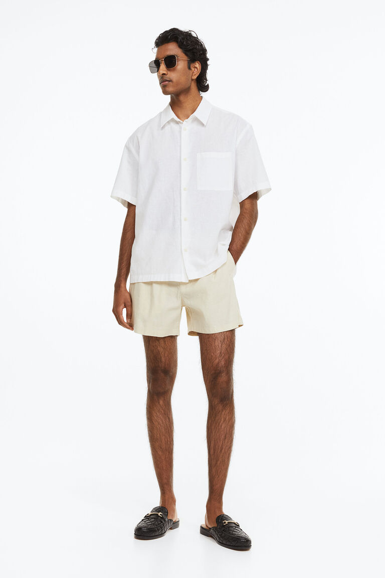 Regular Fit Linen-blend shorts
