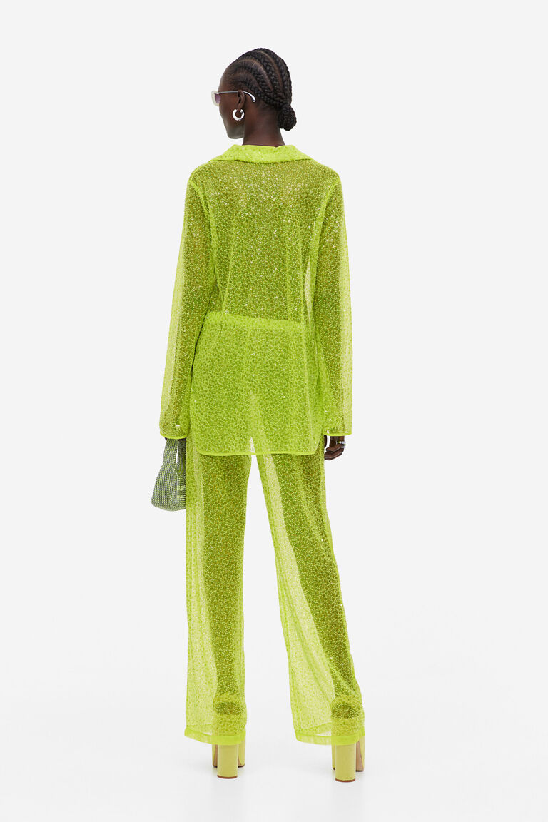 Embellished mesh trousers