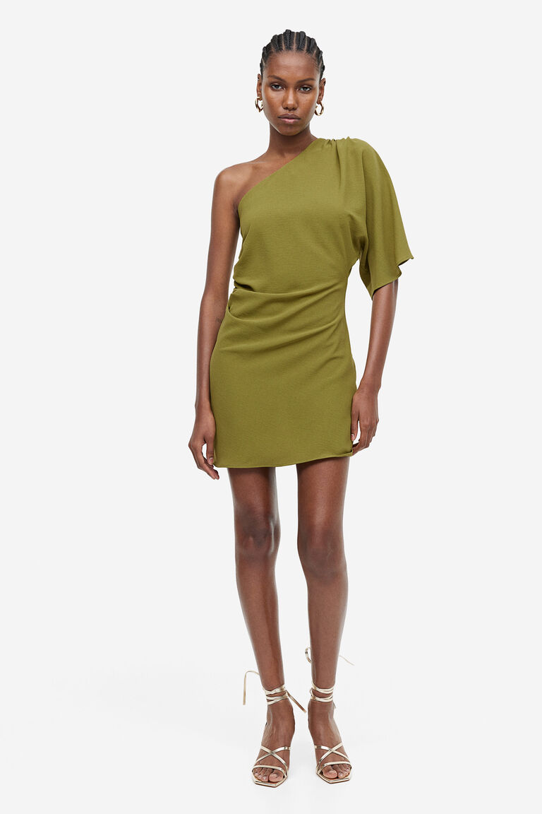 Draped one-shoulder dress