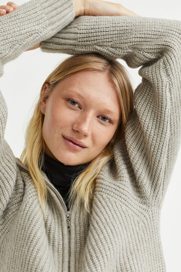 Zip-top rib-knit jumper