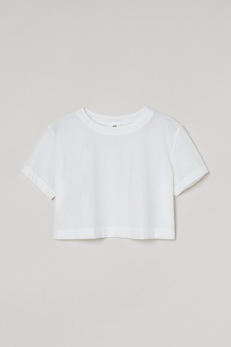 Cropped mesh sports top
