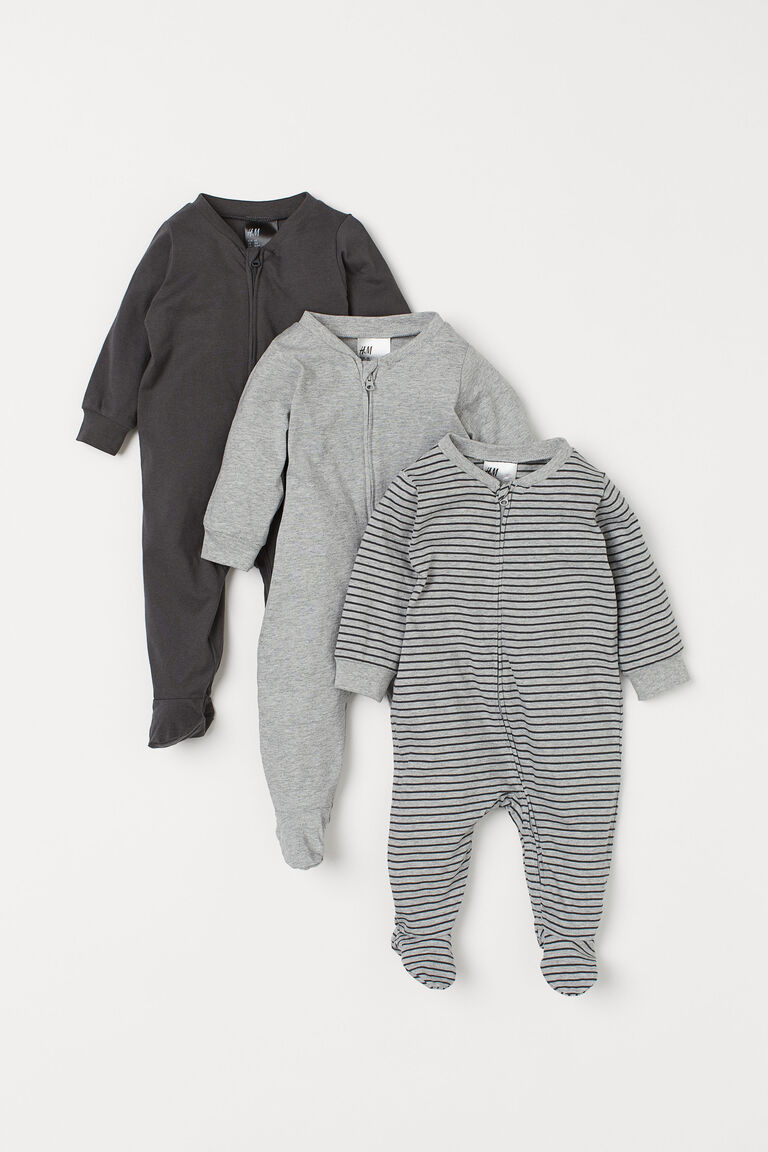 3-pack zip-up pyjamas
