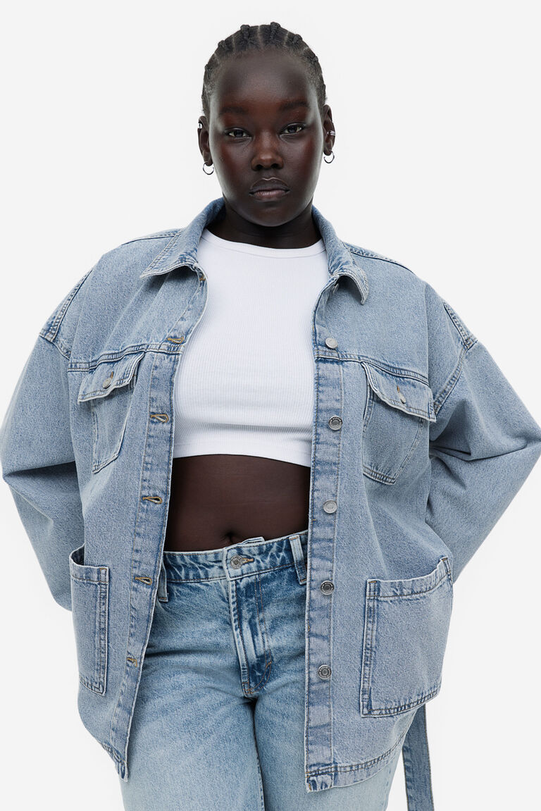Tie-belt denim jacket