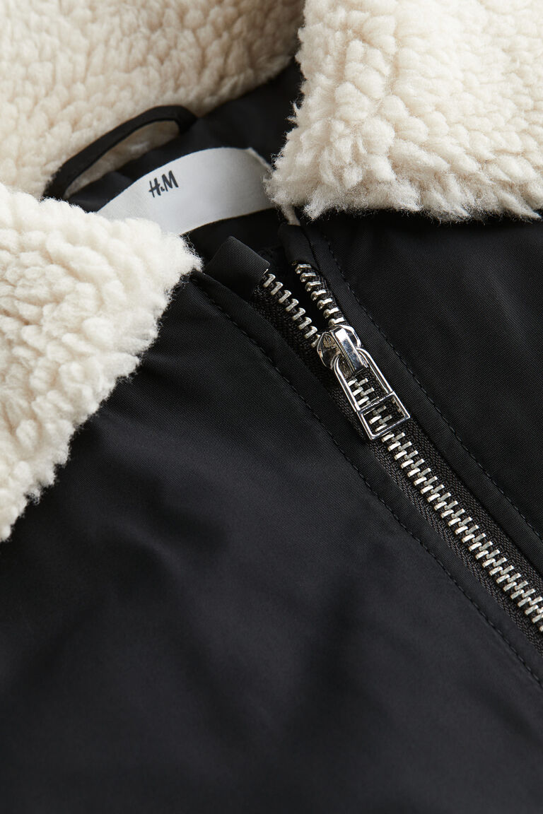 Pile-collared bomber jacket