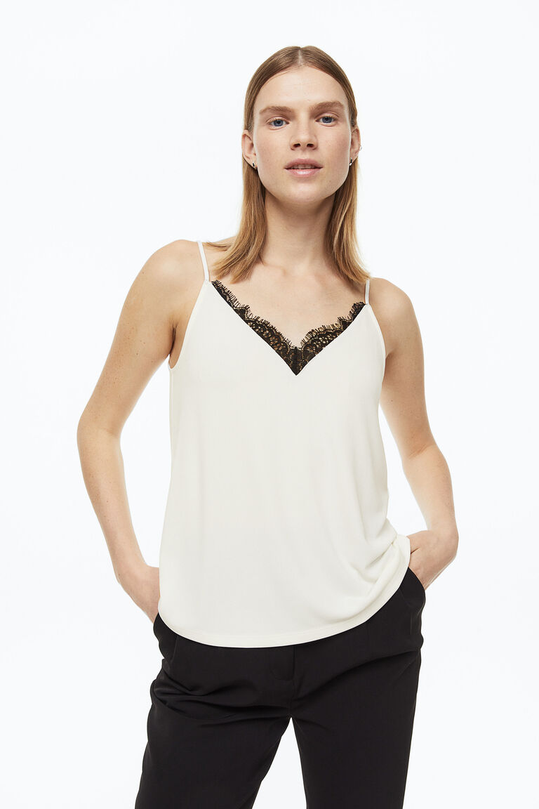 Lace-trimmed cami top