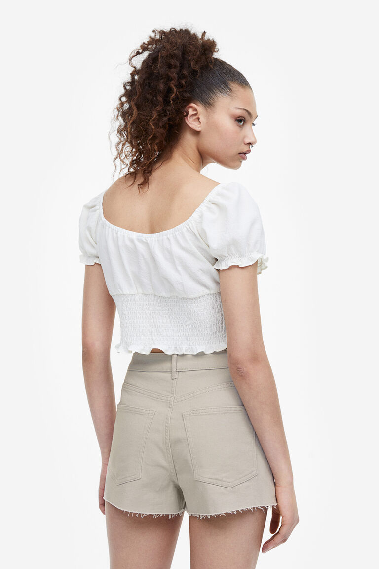 High-waisted twill shorts