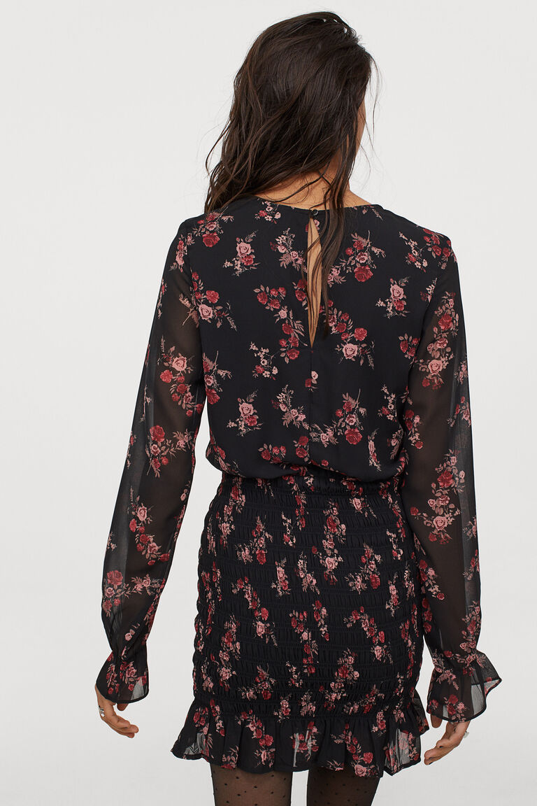 Smocking-detail dress