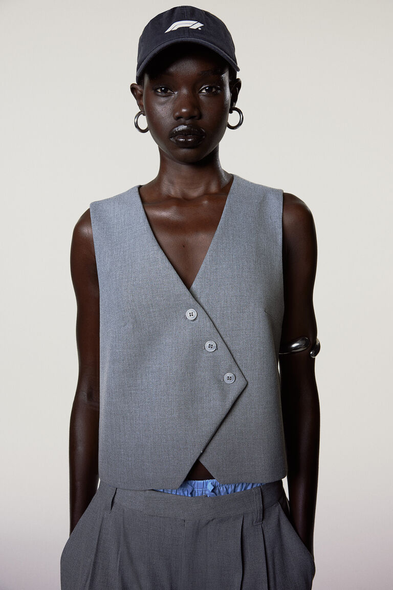 Asymmetric-front suit waistcoat