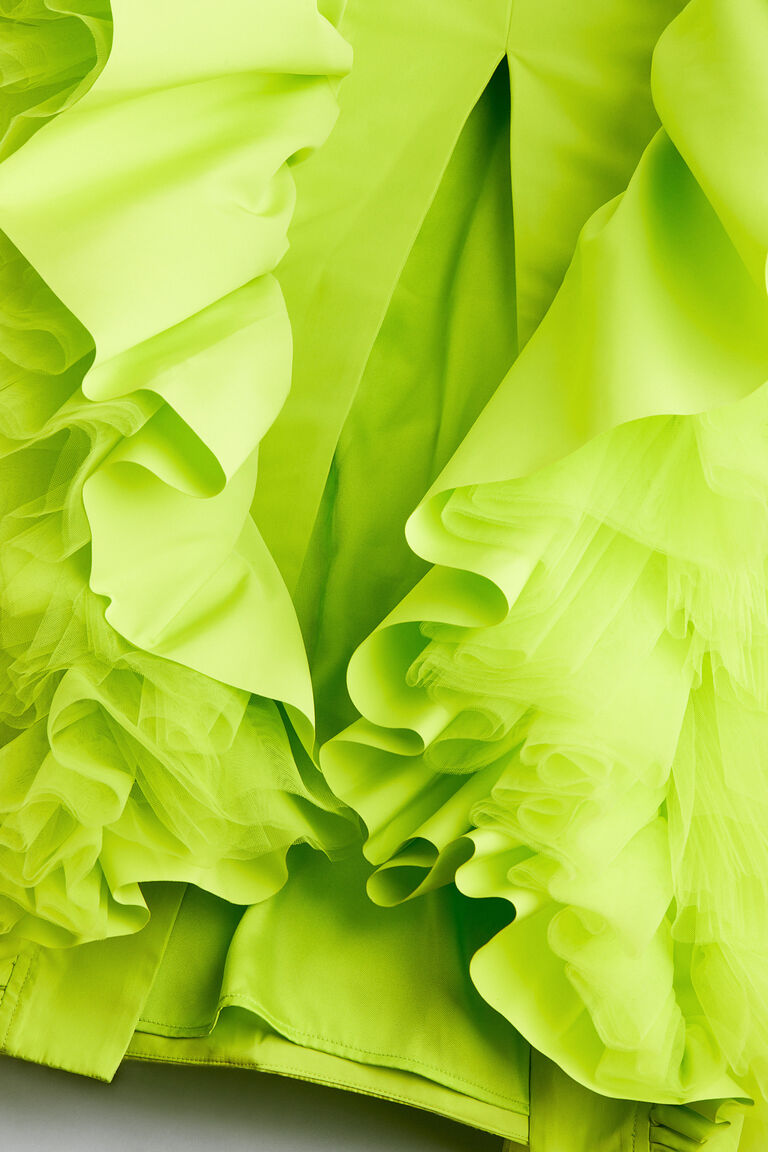 Flounced evening dress