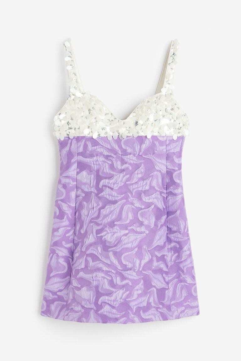 Embellished jacquard-weave mini dress