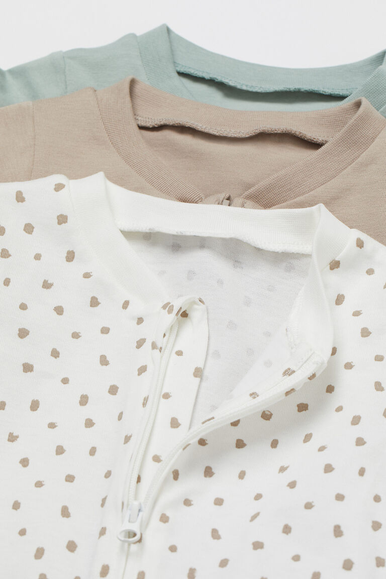 3-pack zip-up pyjamas