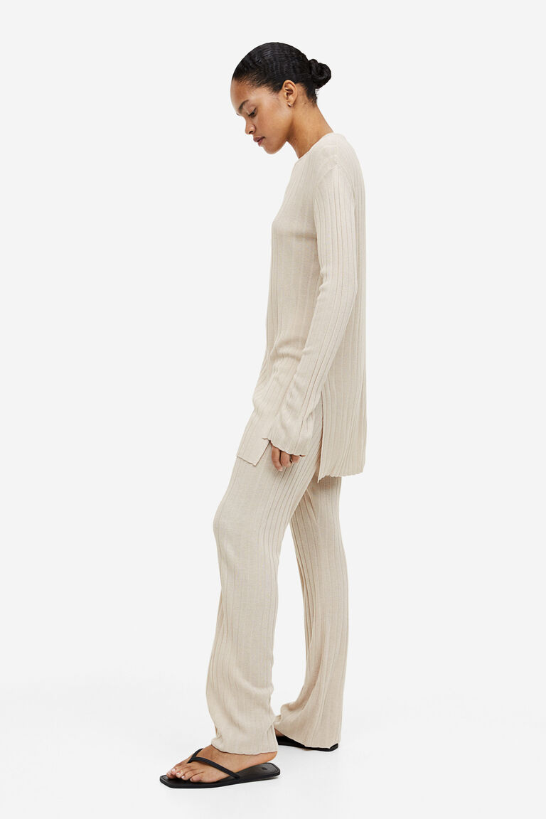 Rib-knit trousers