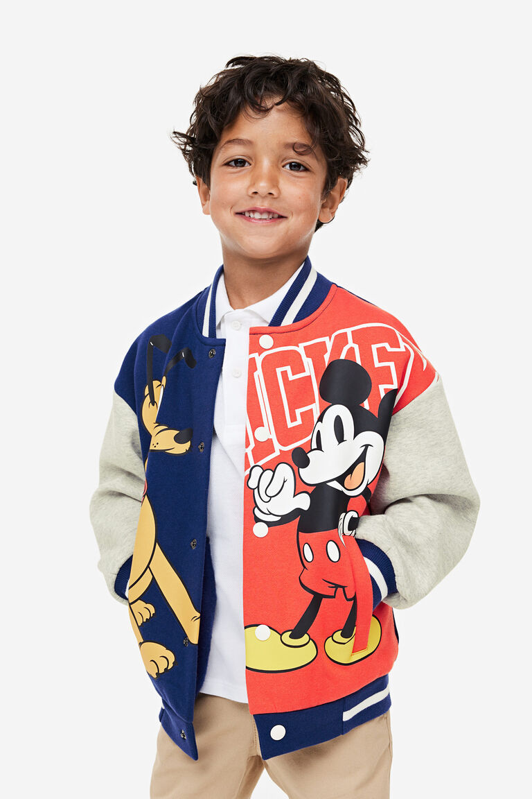 Oversized printed baseball jacket