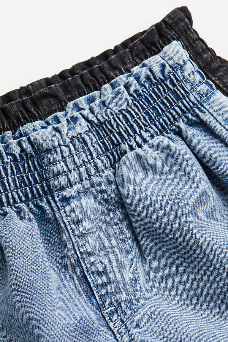 2-pack denim paper bag shorts