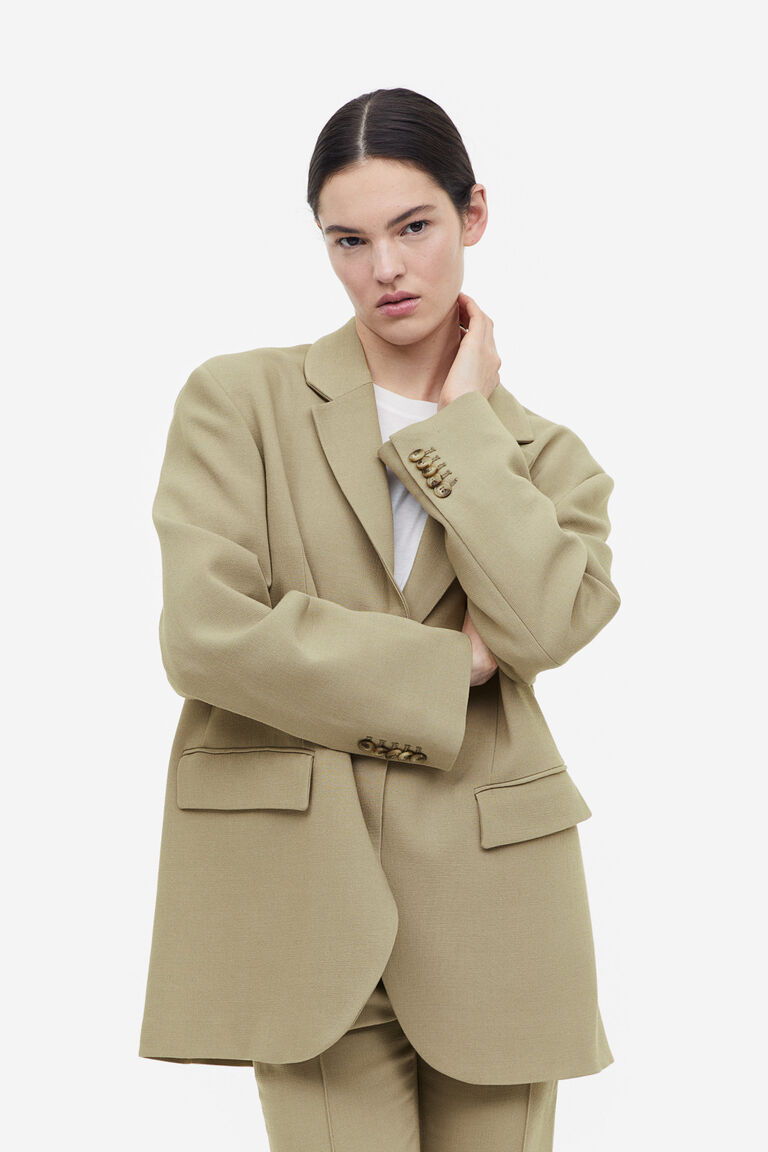 One-button wool jacket