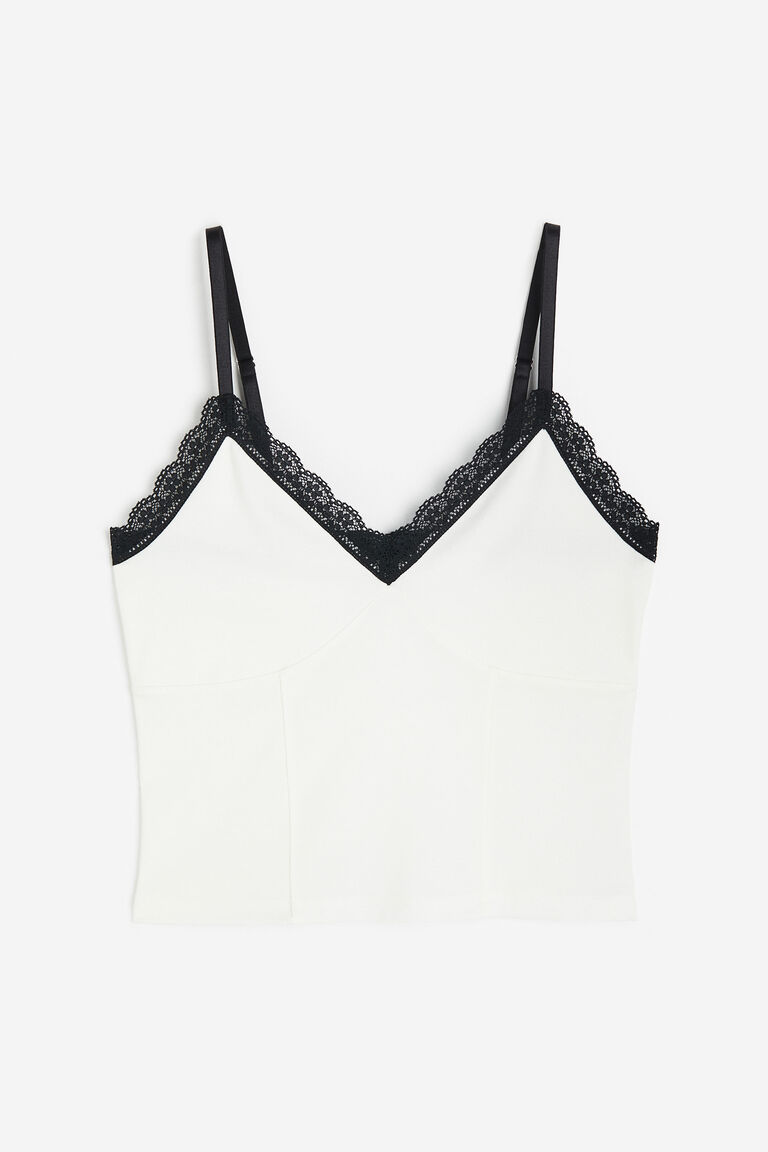 Lace-trimmed strappy top