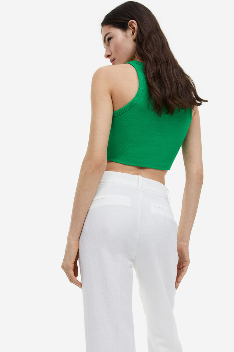 Wide linen-blend trousers