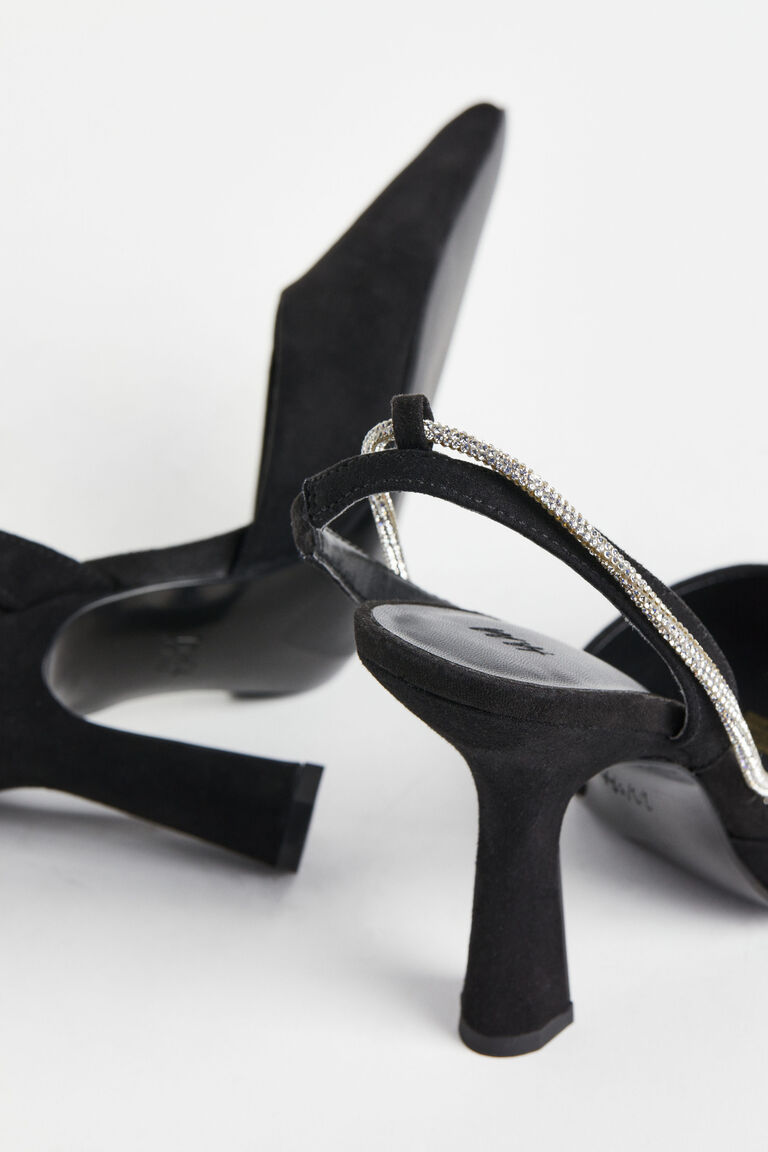 Rhinestone chain-detail court shoes