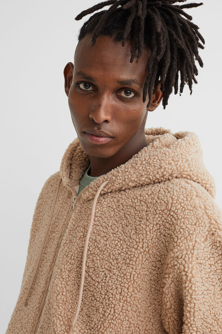 Relaxed Fit teddy zip-through hoodie