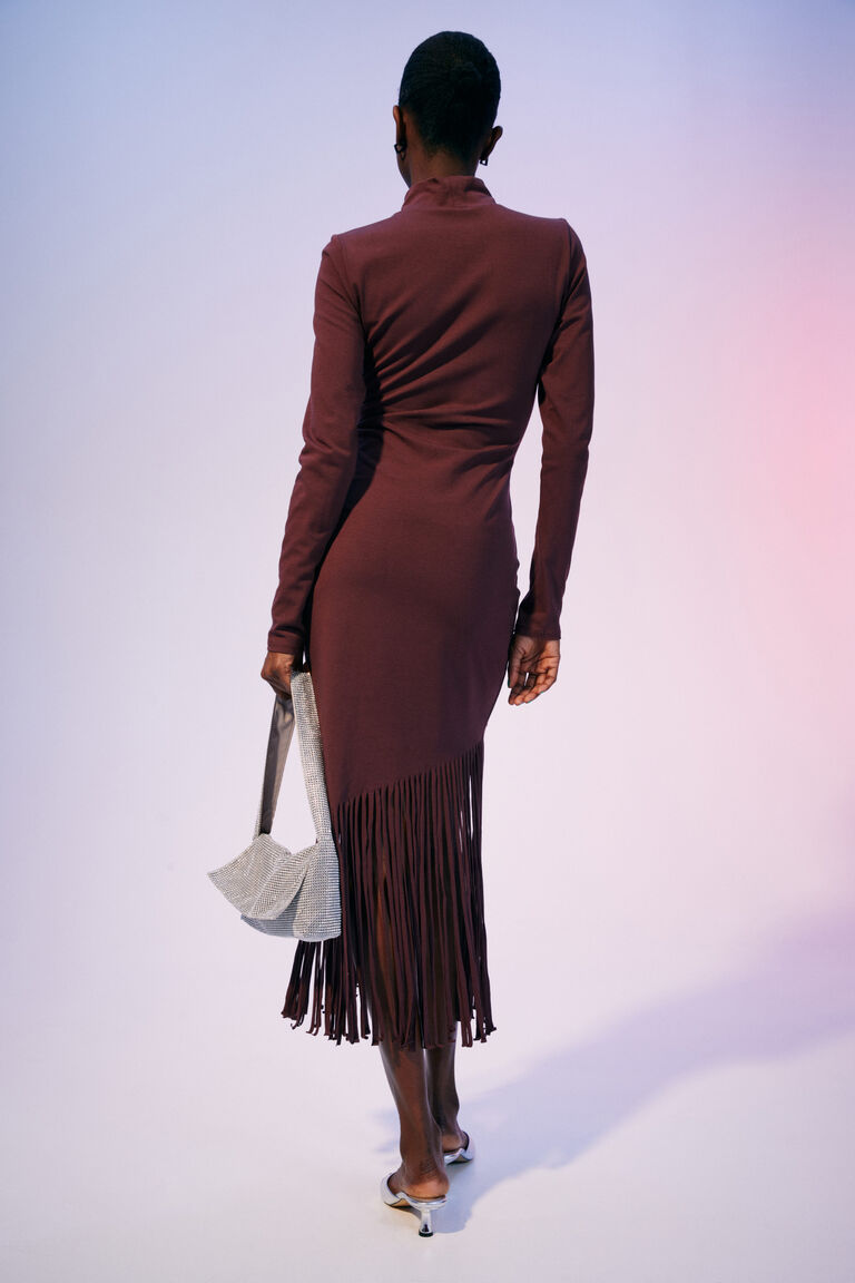 Fringe-trimmed dress