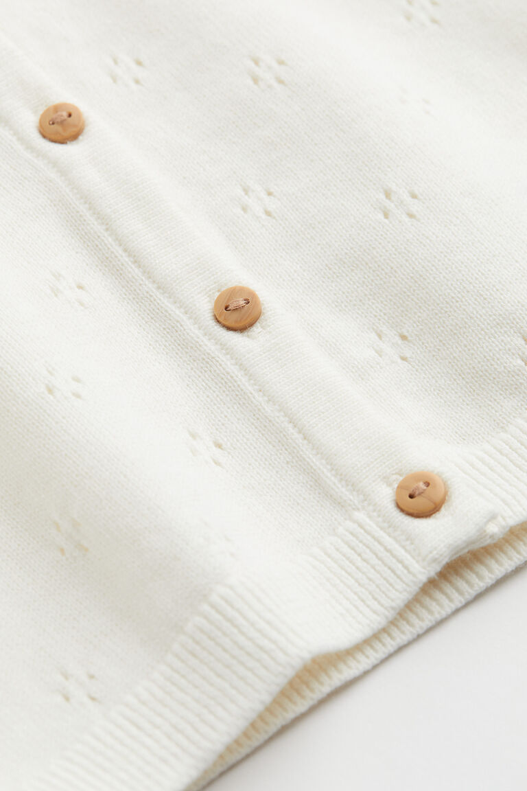 Cotton pointelle cardigan