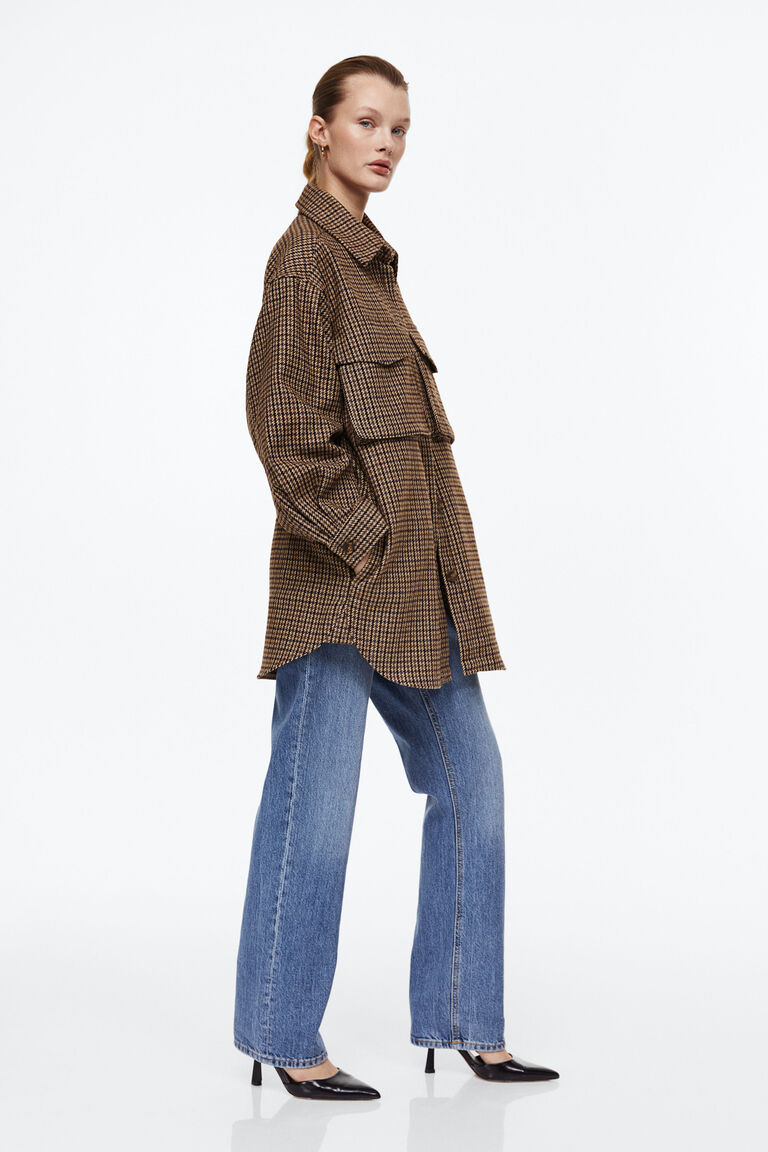 Oversized twill shacket