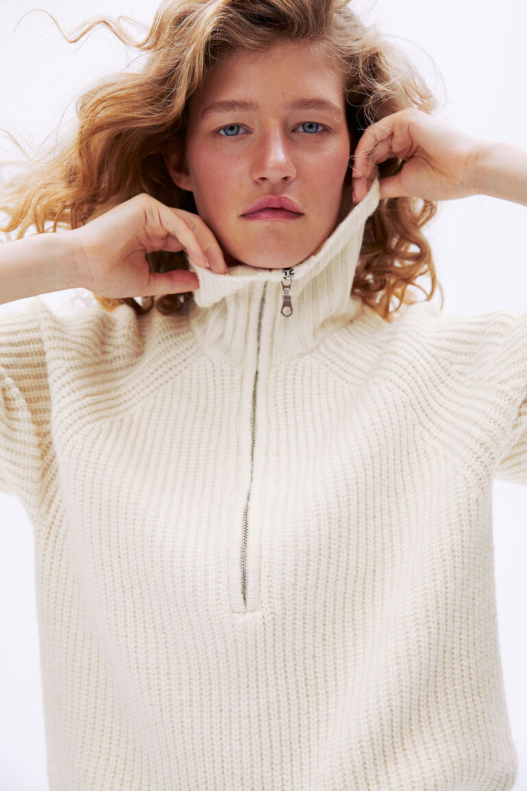 Zip-top rib-knit jumper